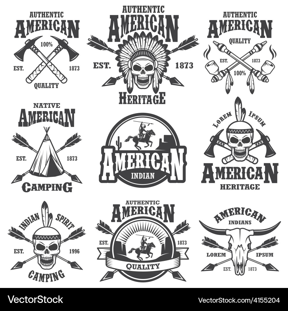 Set of american indian emblems Royalty Free Vector Image
