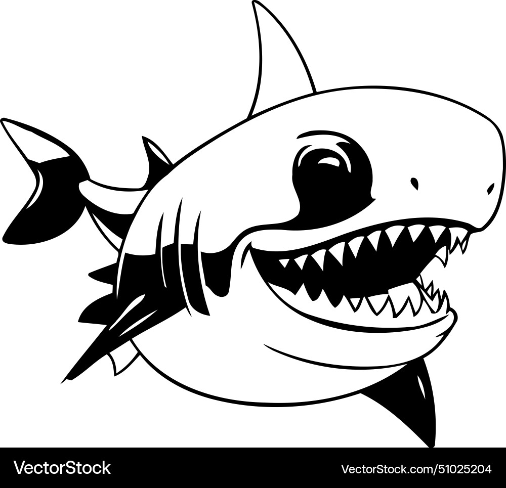 Shark cartoon cute with big teeth Royalty Free Vector Image