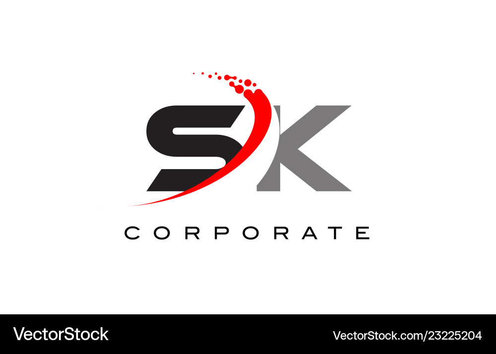 Sk modern letter logo design with swoosh Vector Image