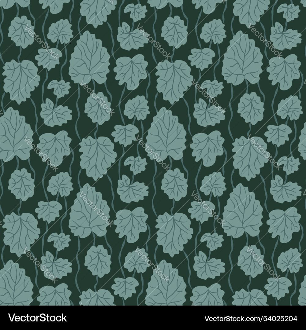 Stylized leaves with a dark green background Vector Image