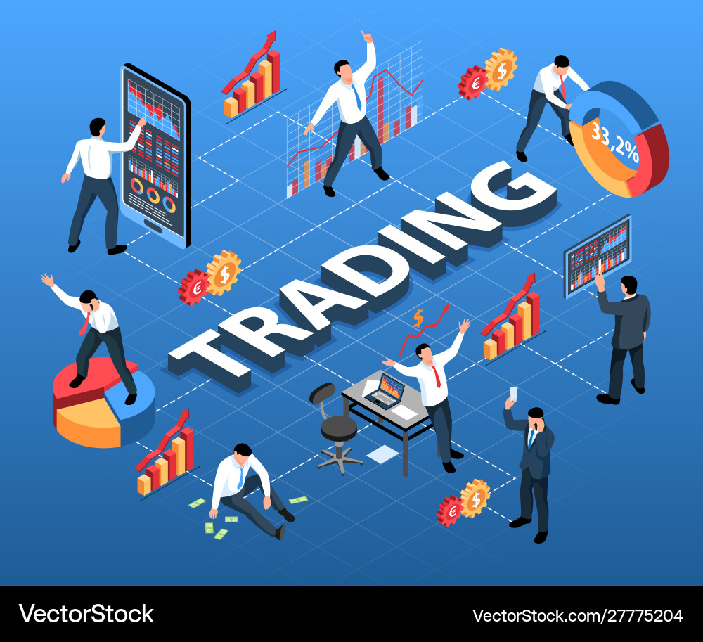 Trading Market Isometric Chart Royalty Free Vector Image