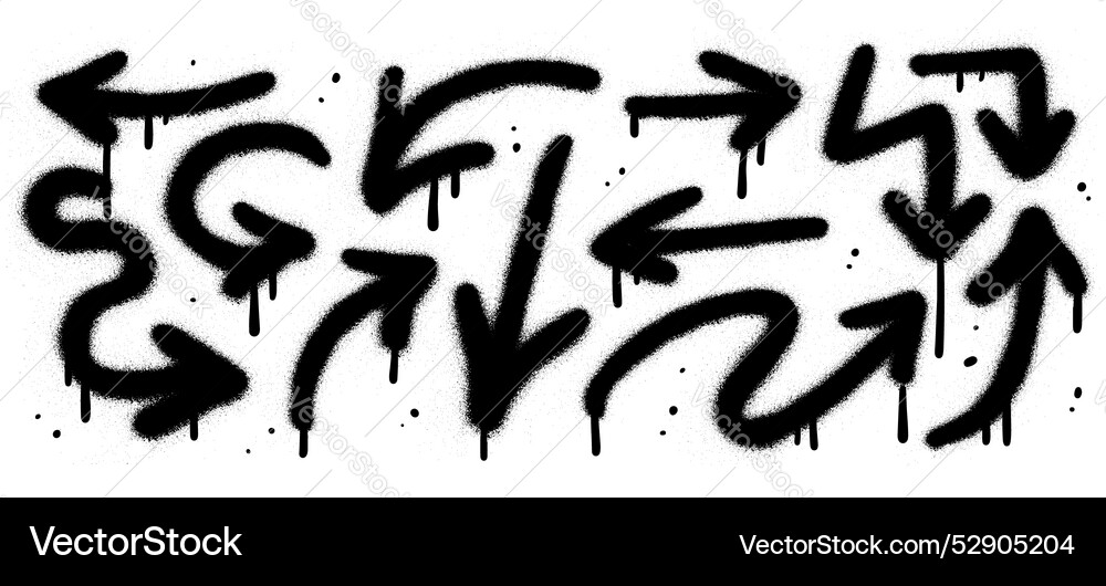 Urban graffiti paint spray emphasis arrows set Vector Image