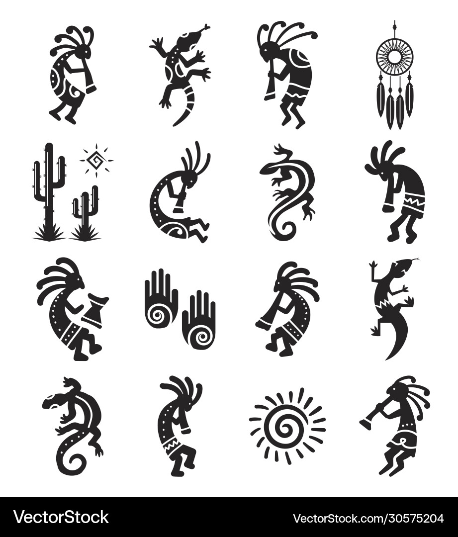 Variety aztec elements set Royalty Free Vector Image