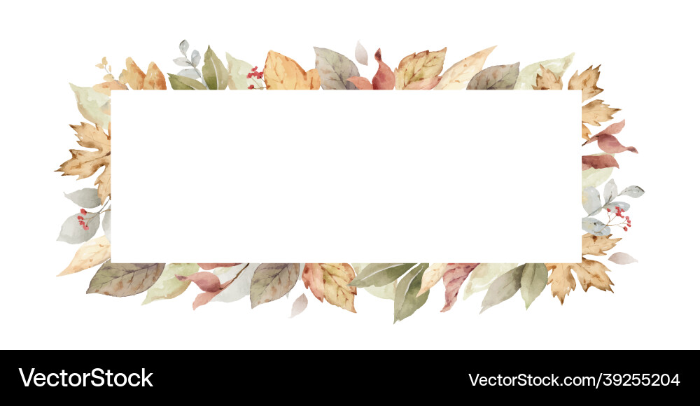 Watercolor autumn frame with leaves Royalty Free Vector