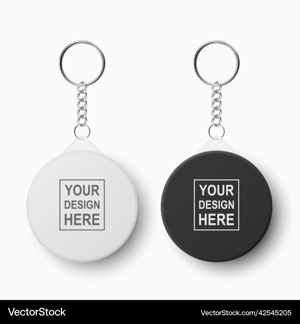 3d realistic blank white round keychain Royalty Free Vector