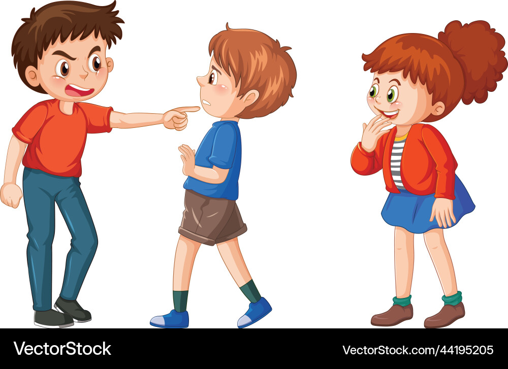 A boy abused by other kids Royalty Free Vector Image