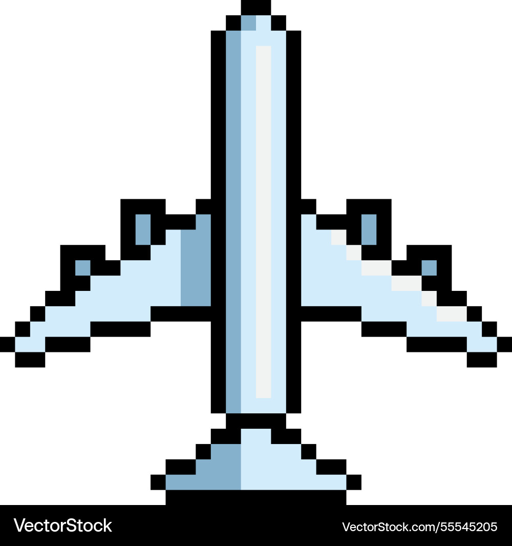 Airplane isolated pixel art icon Royalty Free Vector Image