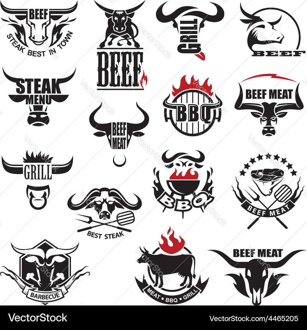 Beef meat icons Royalty Free Vector Image - VectorStock