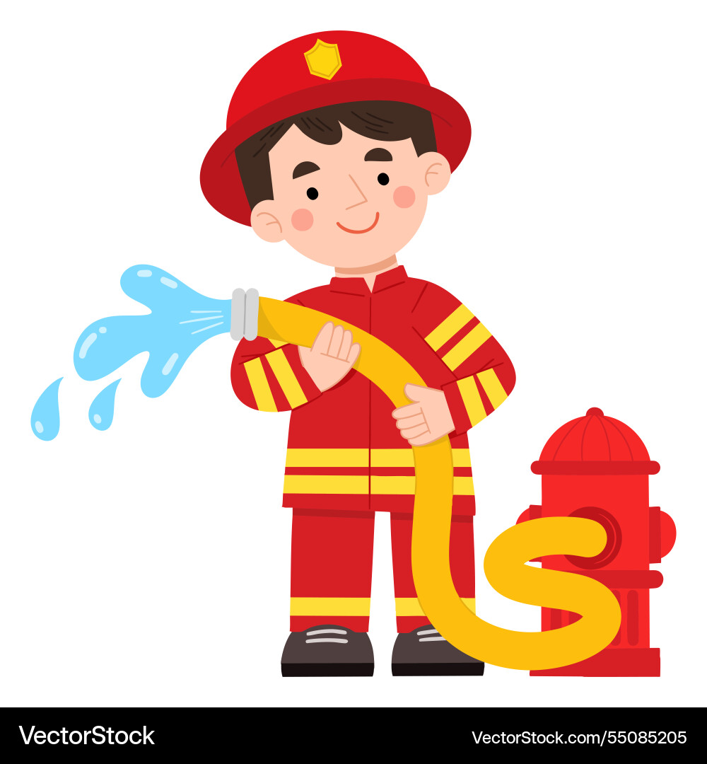 Cute firefighter Royalty Free Vector Image - VectorStock