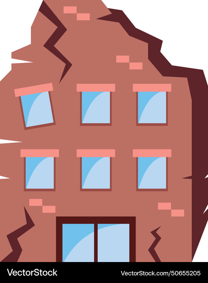 Earthquake collapsed buildings isolated Royalty Free Vector