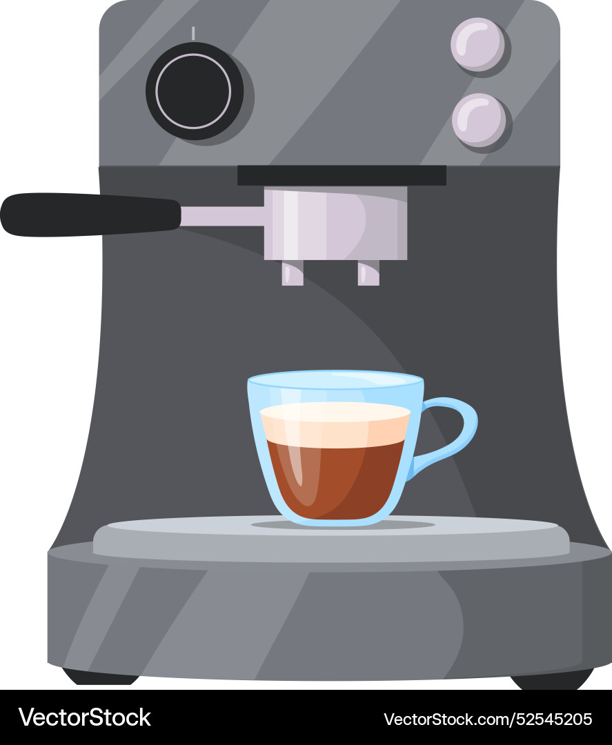 Espresso machine cartoon icon cafe hot drink Vector Image