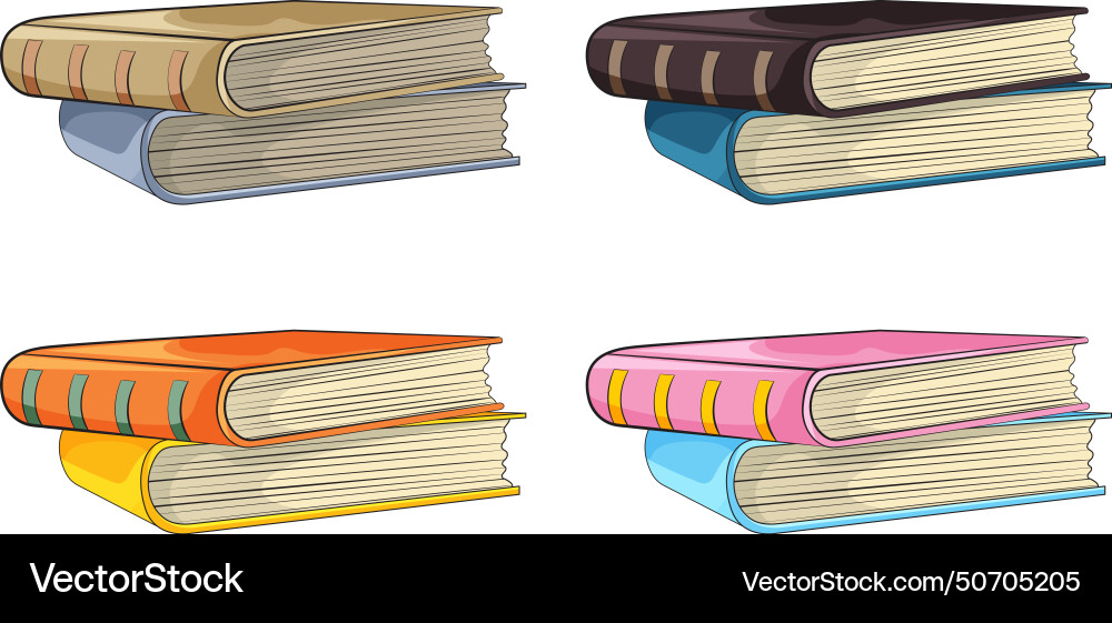 Four stacked books in a vibrant style Royalty Free Vector