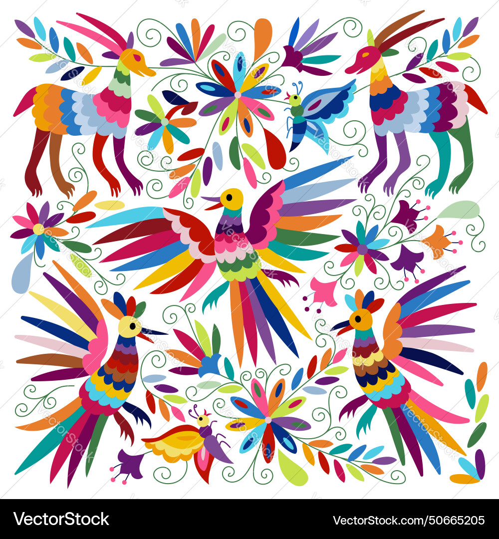 Mexican embroidery pattern Royalty Free Vector Image