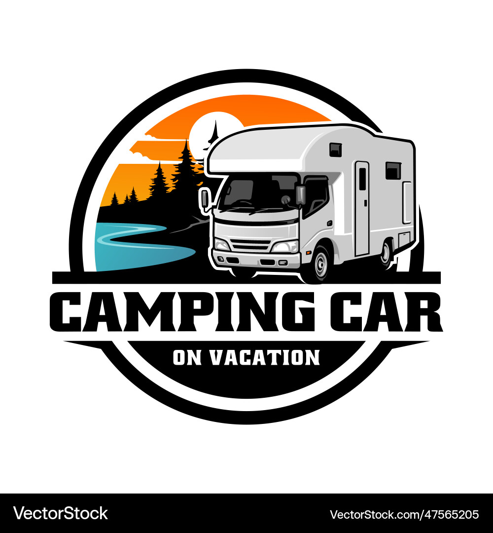 Rv camping car logo image Royalty Free Vector Image