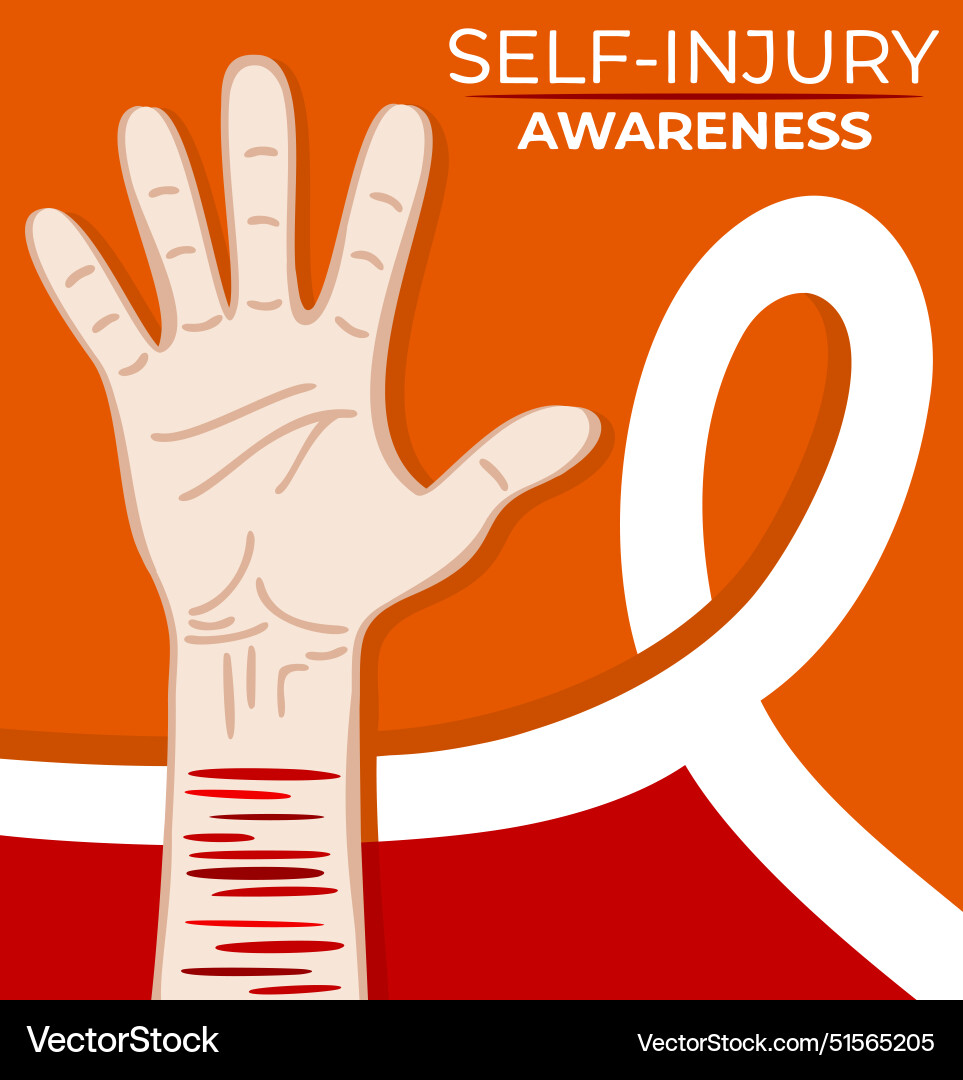 Self-injury awareness hand after self injuring Vector Image