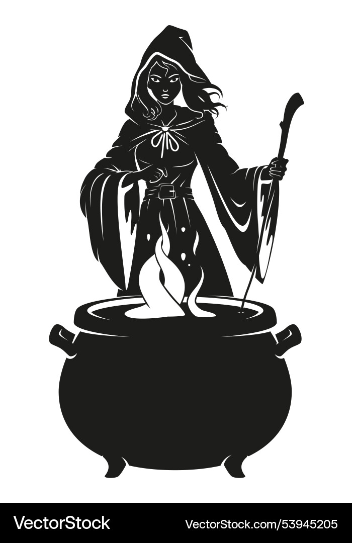Silhouette of witch Royalty Free Vector Image - VectorStock