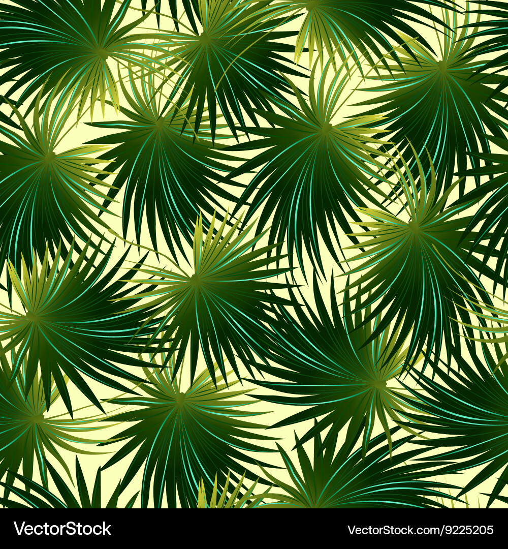 Tropical cabbage palm leaf in a seamless pattern Vector Image