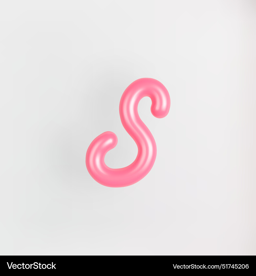 3d pink script lowercase letter s on light Vector Image