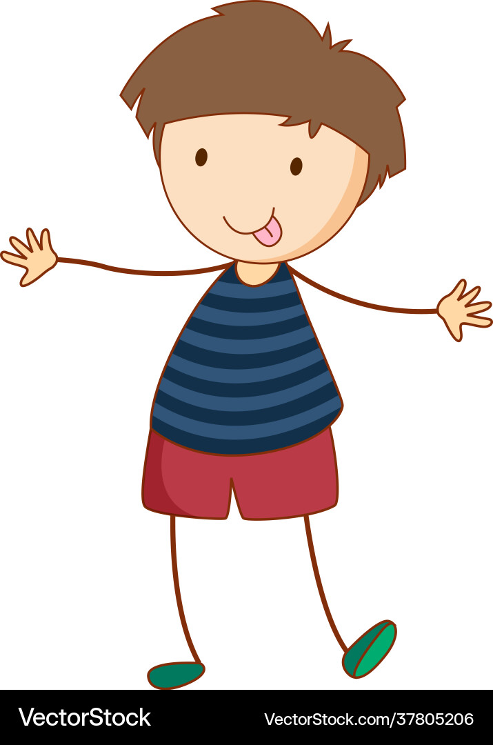 A boy cartoon character in hand drawn doodle Vector Image