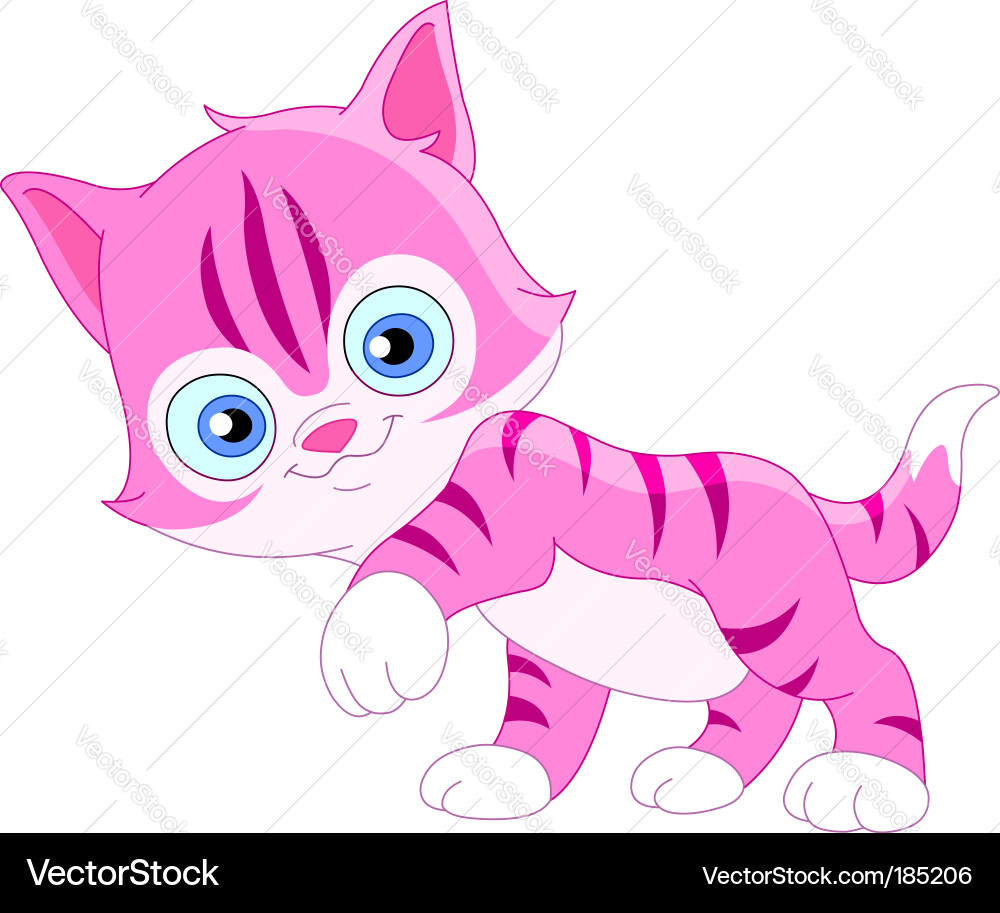 Adorable Pink Kitten Royalty Free Vector Image