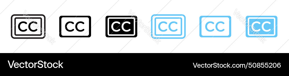 Closed caption icon set video captions Royalty Free Vector