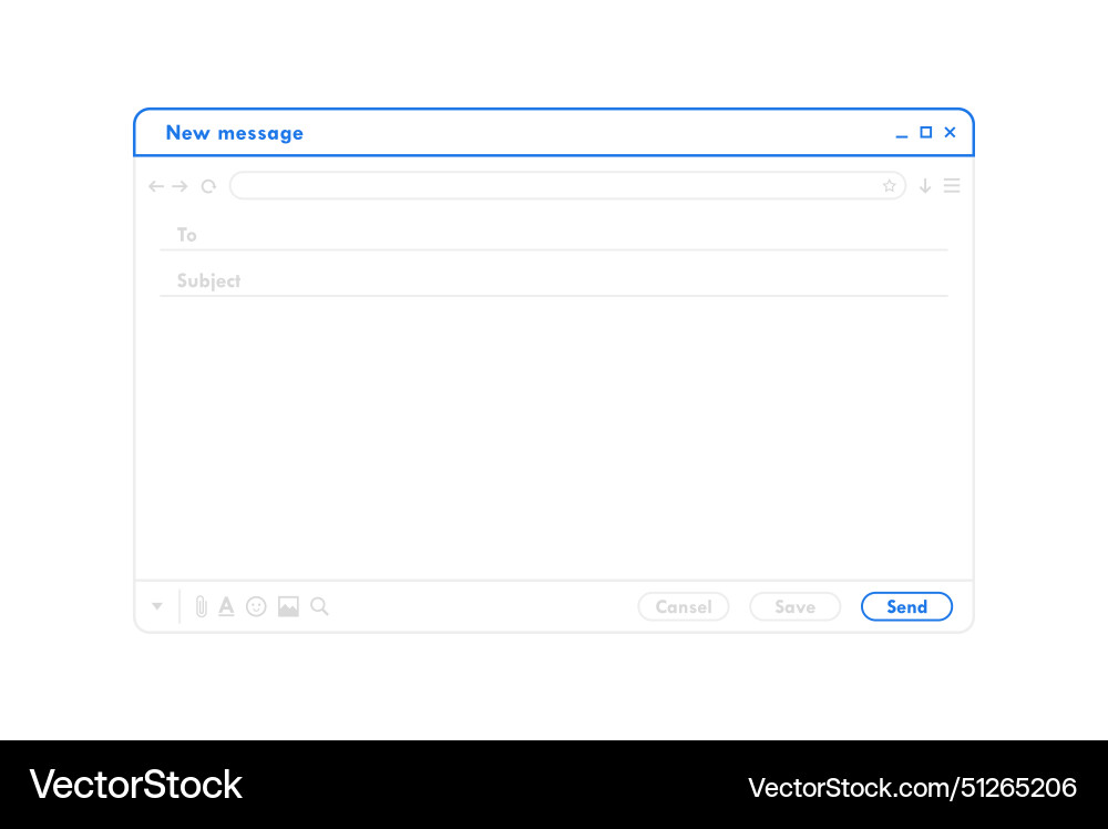 Email interface outline mail window template Vector Image