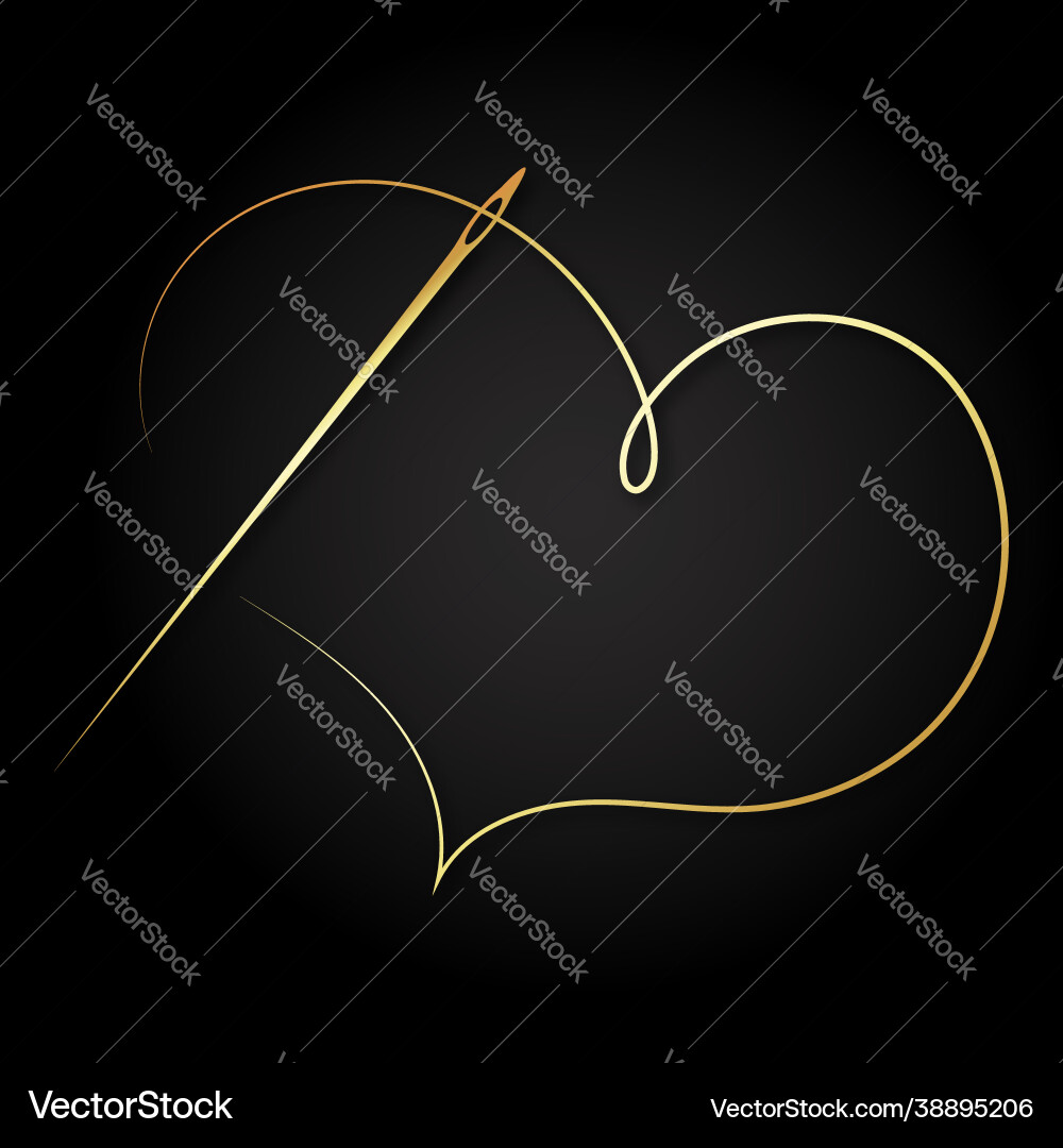 Golden Needle Heart Royalty Free Vector Image - VectorStock