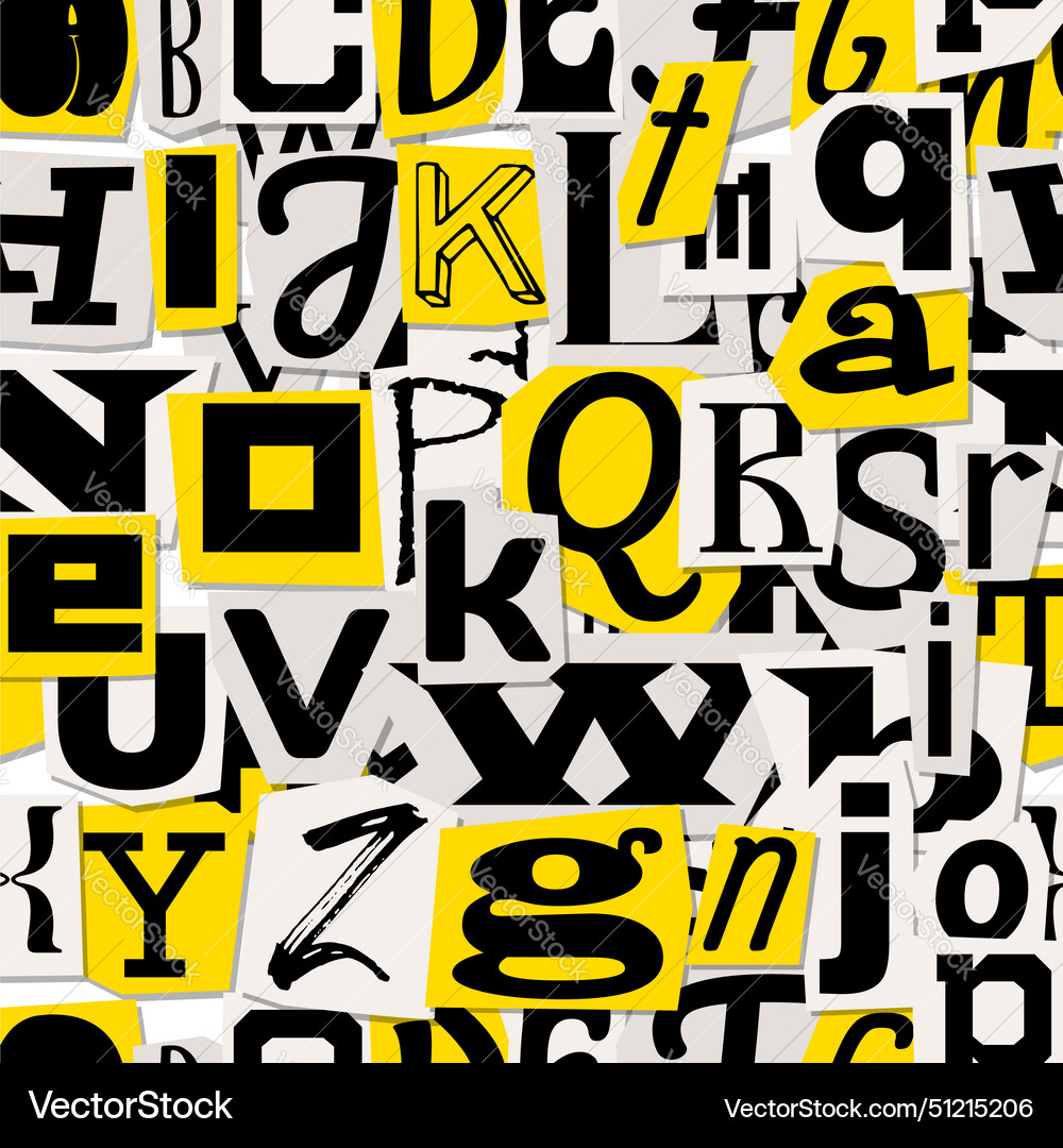 Magazine cut out letters collage seamless pattern Vector Image