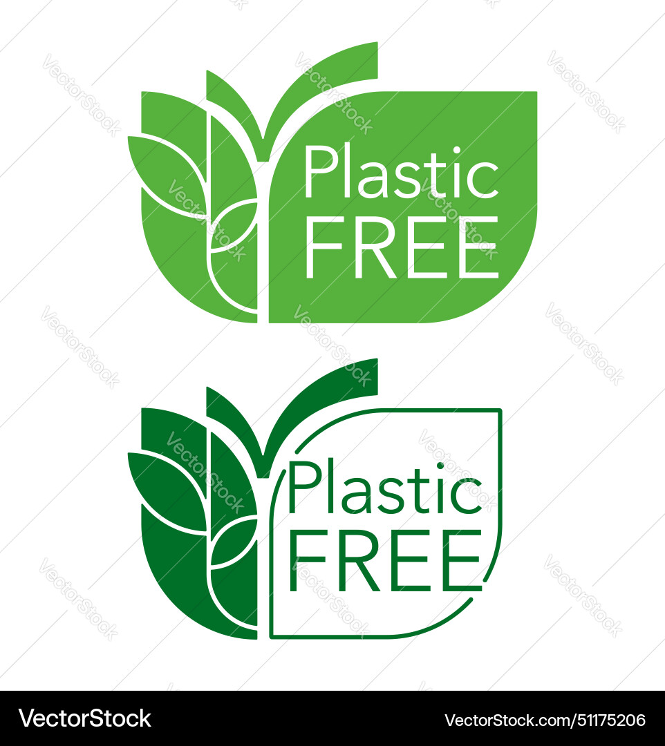 Plastic free no polymers sticker eco-friendly Vector Image