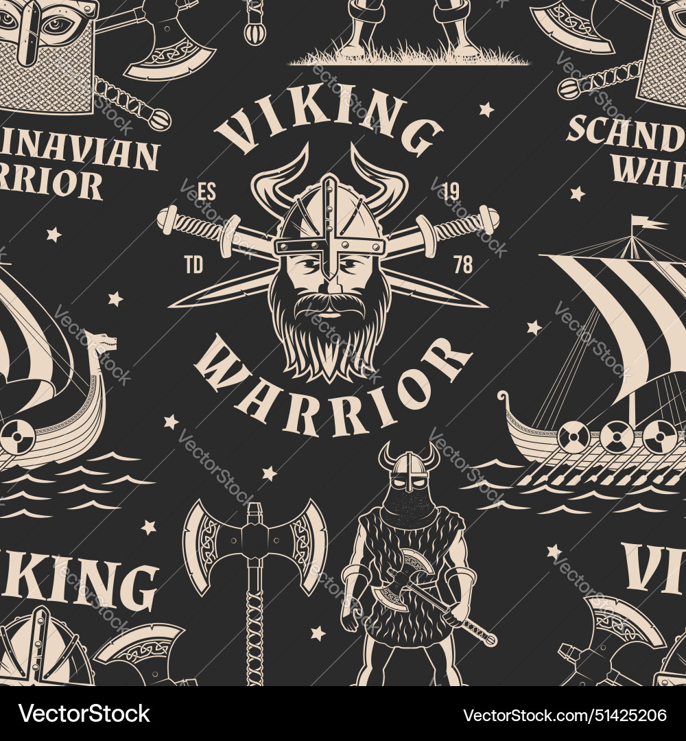 Vikings warrior seamless pattern or background Vector Image