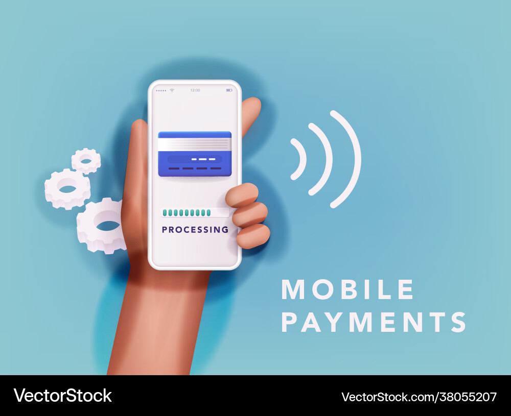 3d web hand holding mobile smart phone Royalty Free Vector