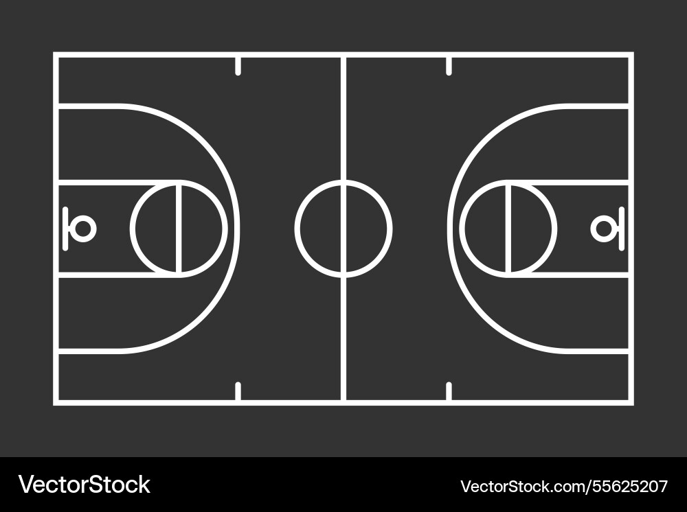 Basketball court design outline Royalty Free Vector Image