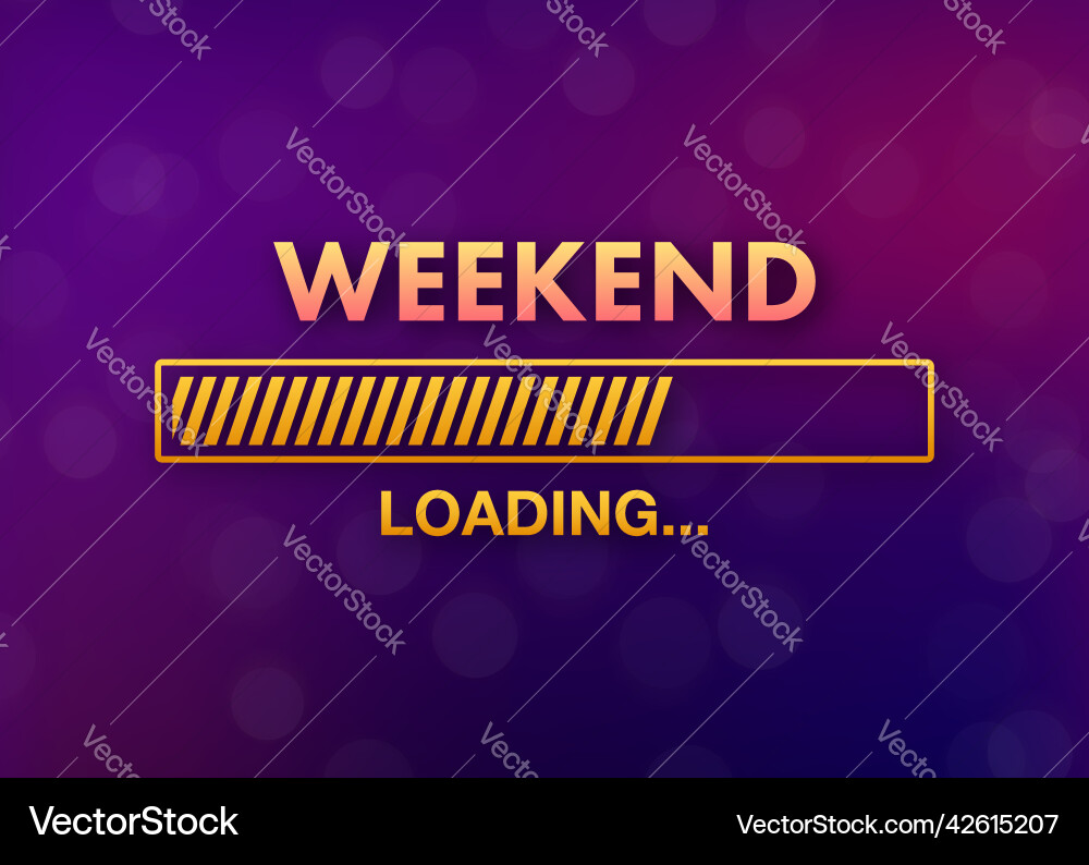 Cartoon weekend loading for print design black Vector Image
