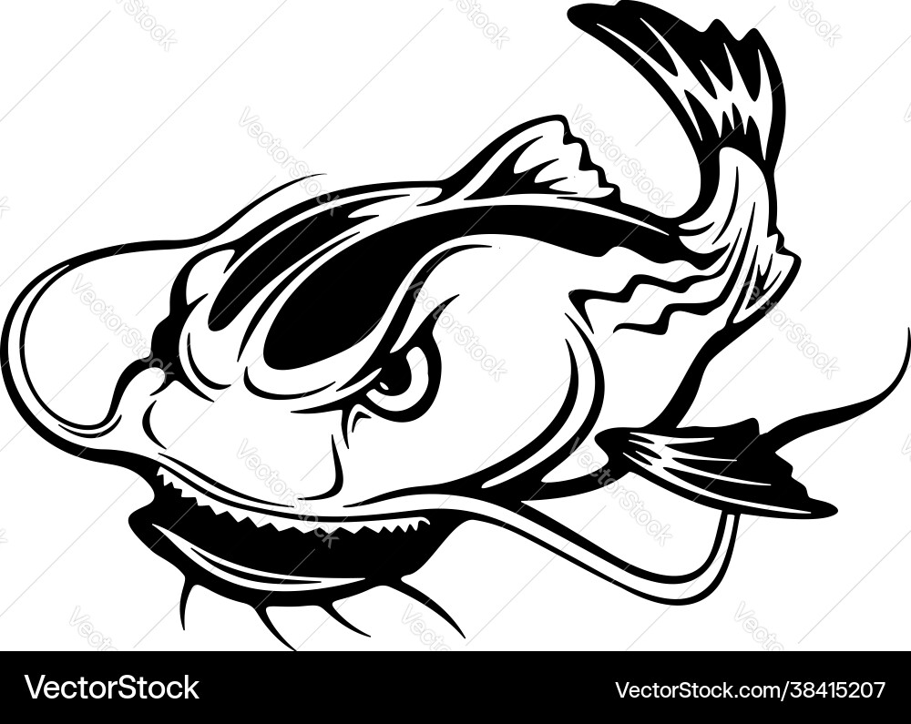 Catfish monster fish - stylized fishing Royalty Free Vector