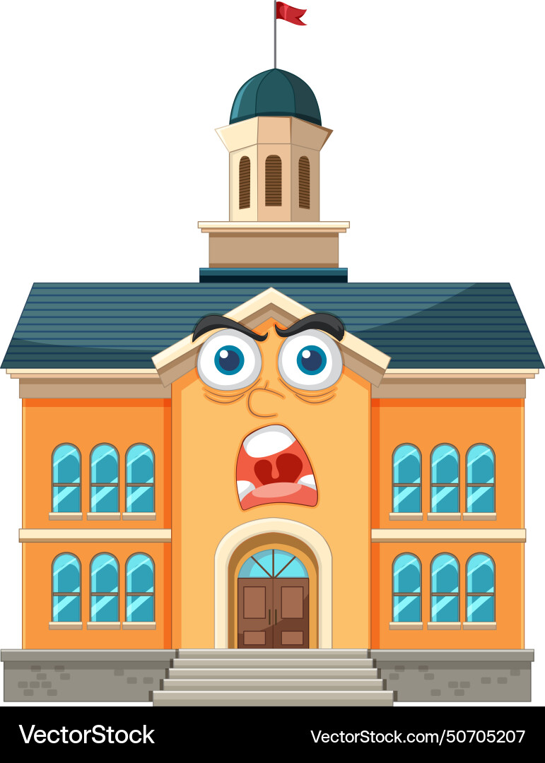 Colorful schoolhouse with expressive Royalty Free Vector