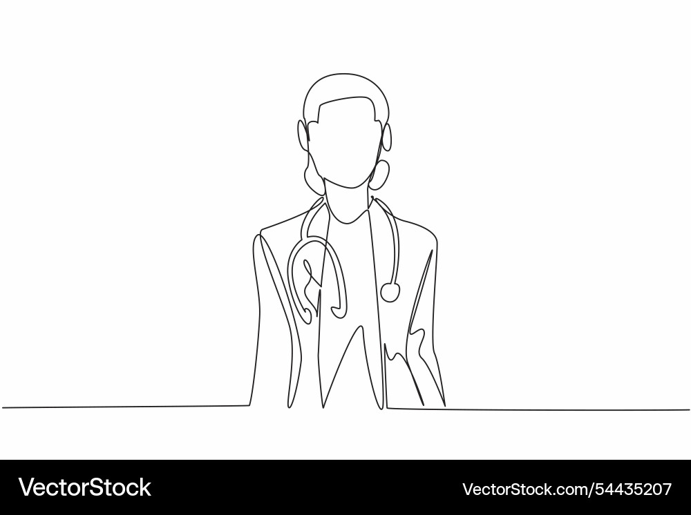 Continuous one line drawing a female doctor Vector Image