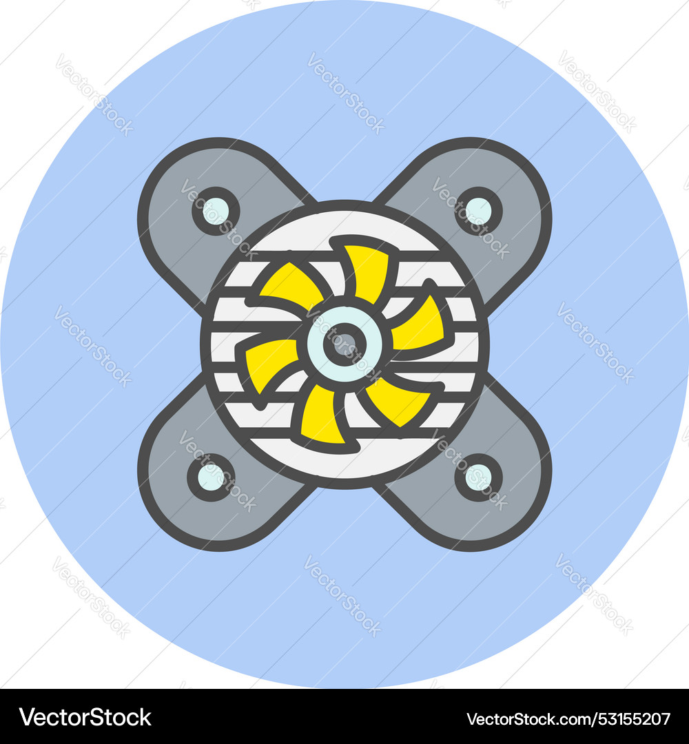 Cooling fan line filled circle icon Royalty Free Vector