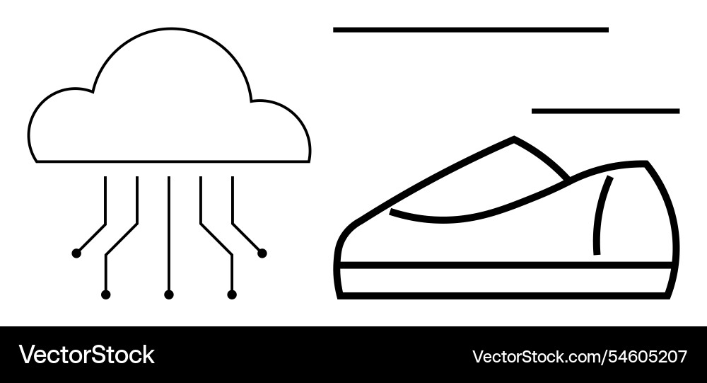 Futuristic cloud computing and smart shoe concept Vector Image