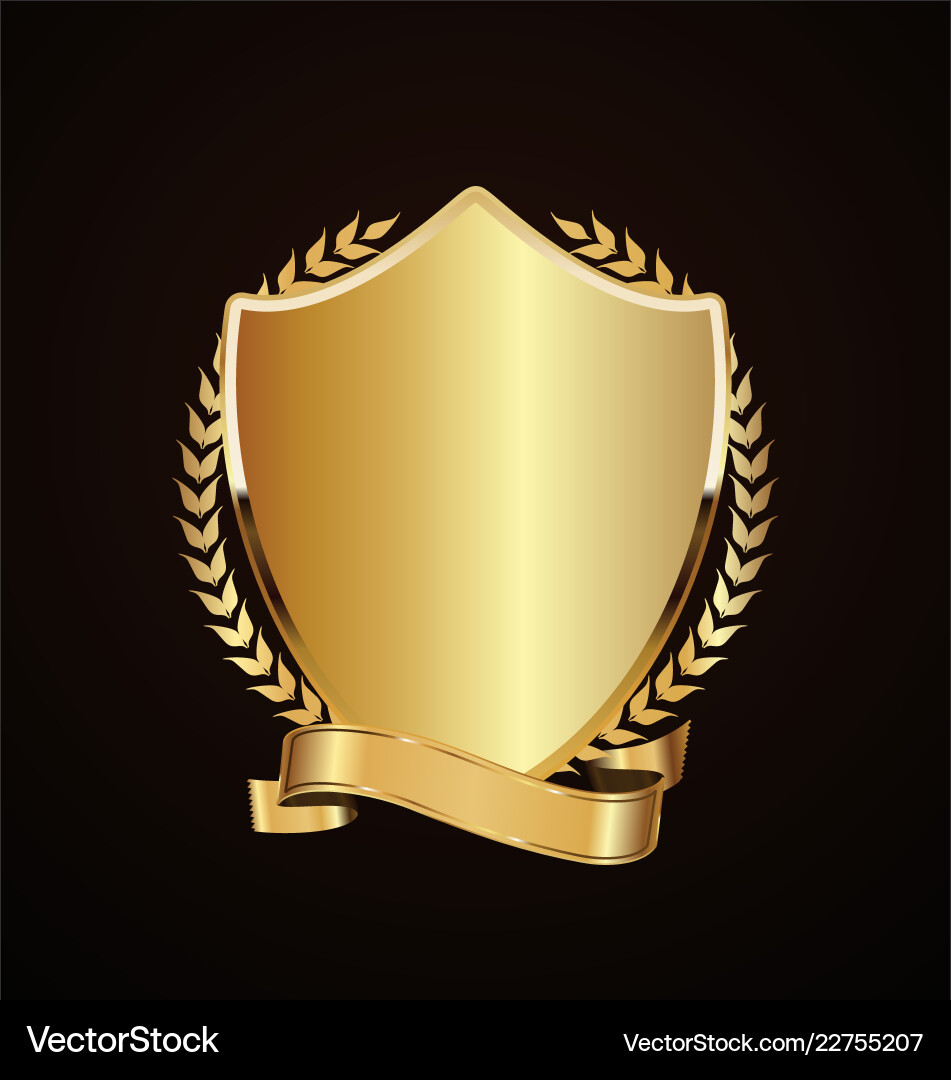 Golden Retro Shield Emblem Royalty Free Vector Image