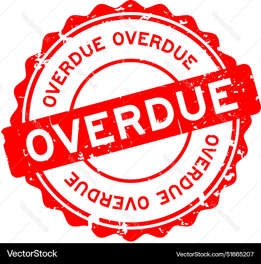 Grunge red overdue word round rubber seal stamp Vector Image