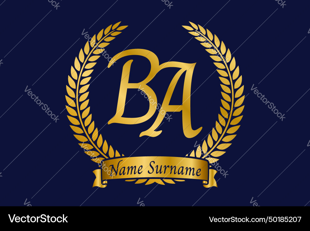 Initial letter b and a ba monogram logo design Vector Image