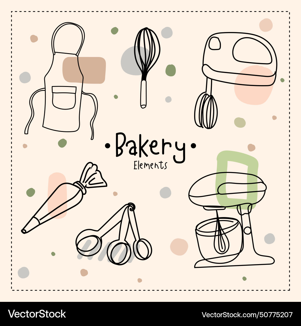 Kitchen utensils and bakery tools doodle Vector Image