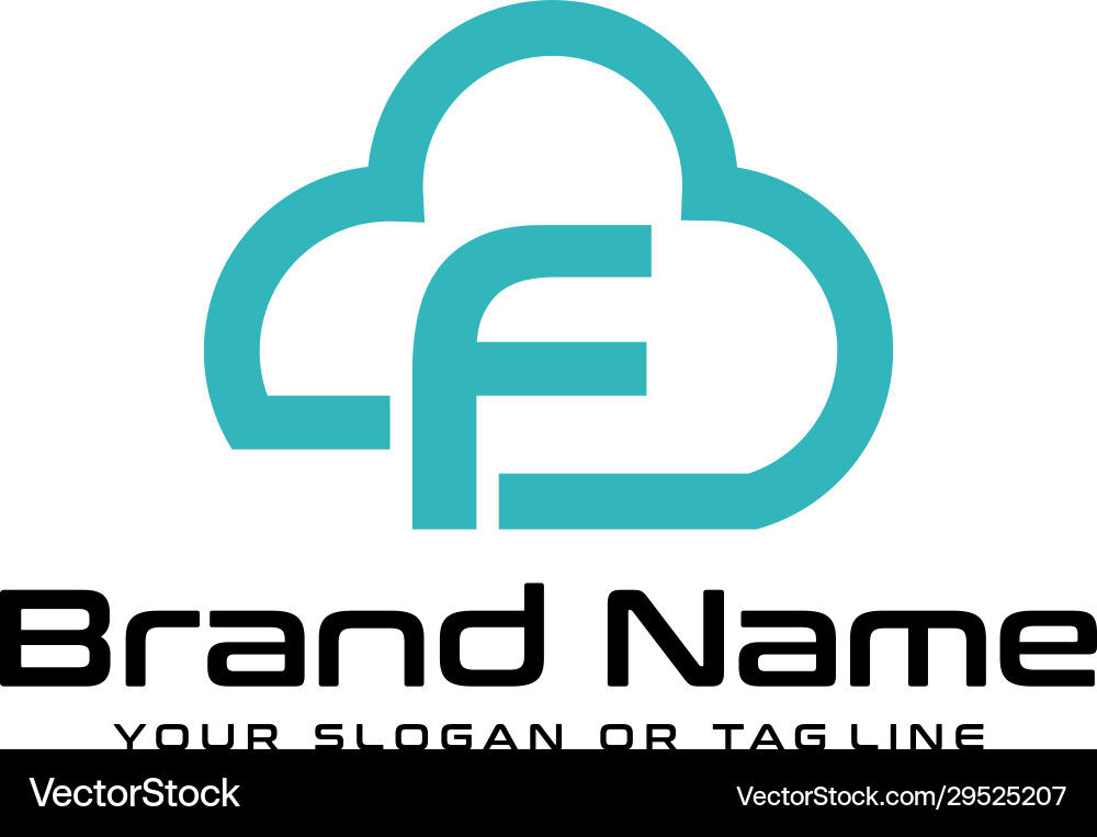Letter f logo and clouds Royalty Free Vector Image