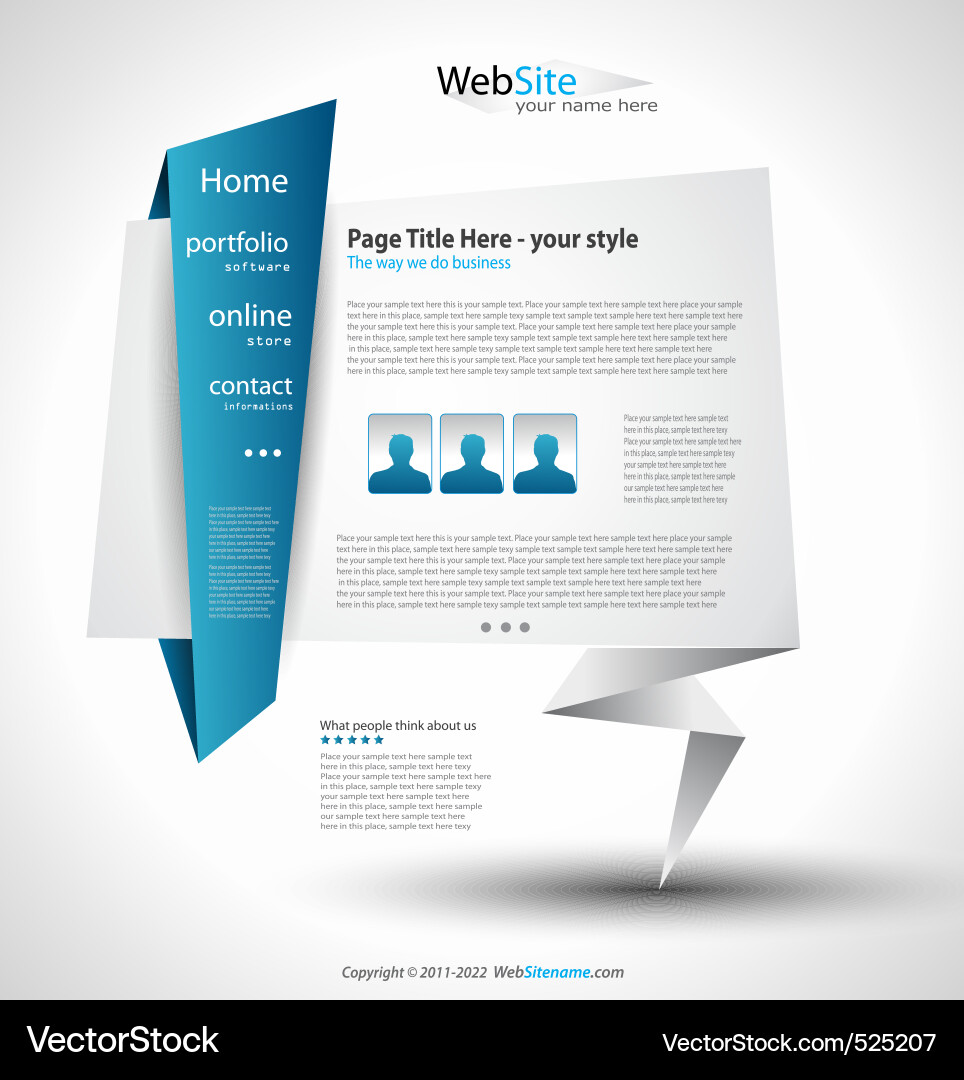 Paper Origami Website Template Royalty Free Vector Image