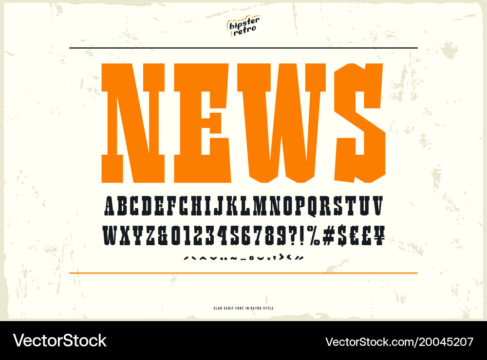 Slab serif font in the western style Royalty Free Vector