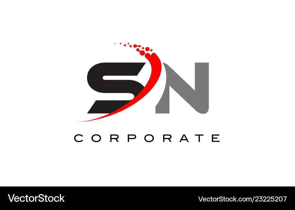 Sn modern letter logo design with swoosh Vector Image