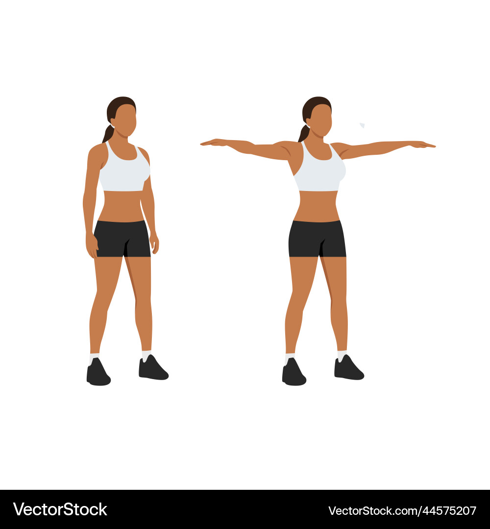 Woman doing double arm side or lateral raises Vector Image