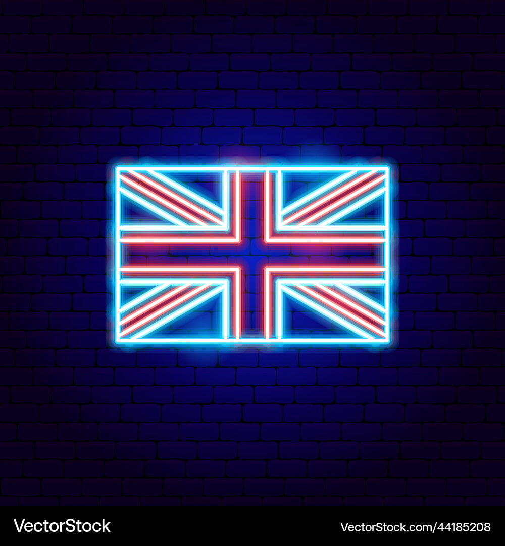 Great britain flag neon sign Royalty Free Vector Image