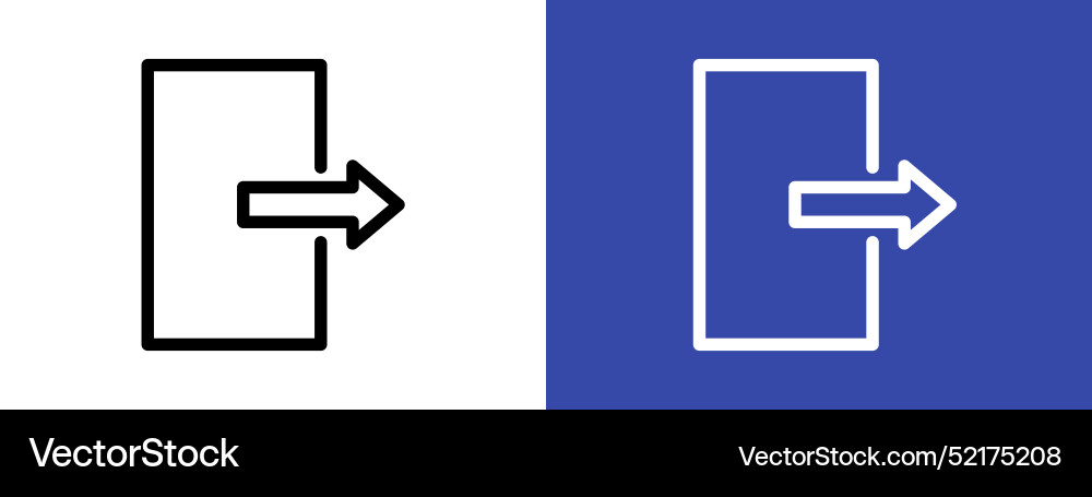 Logout exit logo sign set outline Royalty Free Vector Image