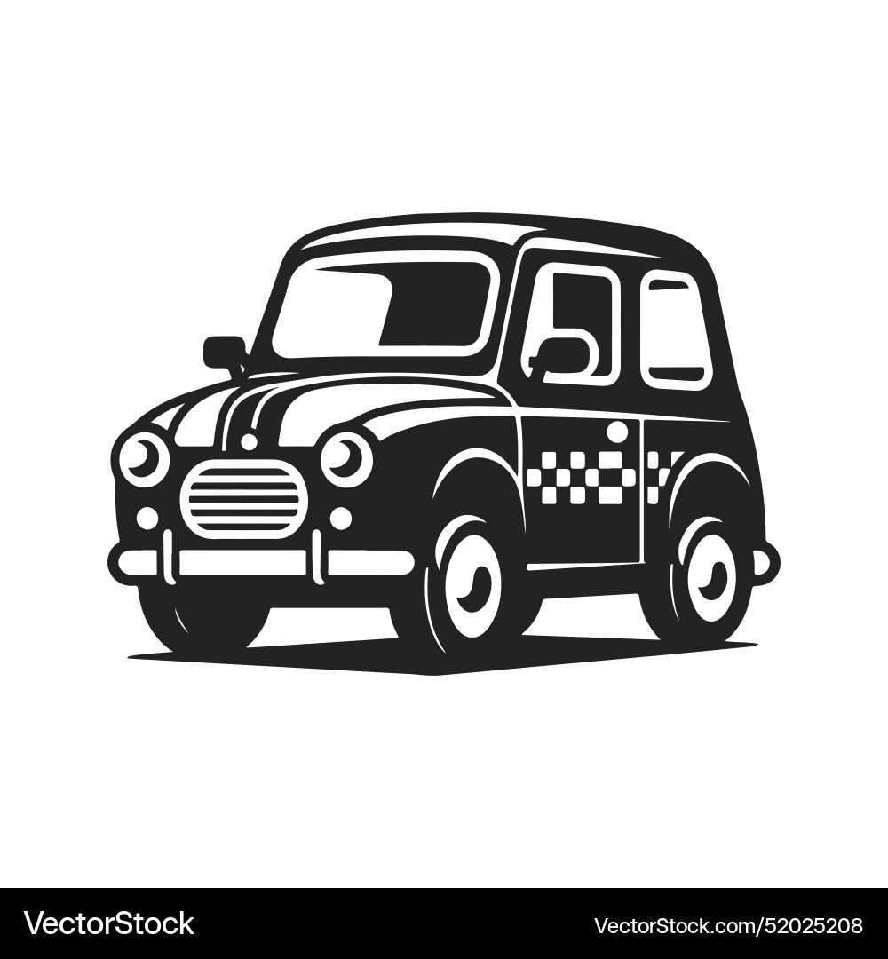 Old 70s classic car silhouette black and white Vector Image